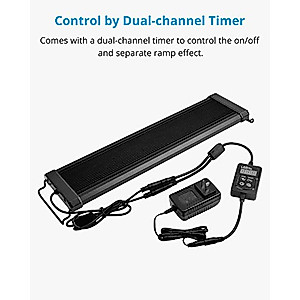 NICREW ClassicLED Marine Aquarium Light, LED Light with Dual-Channel Timer for Saltwater Fish and Reef Tanks, 18 to 24-Inch, 20-Watt