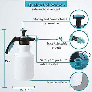Itisll Manual Garden Sprayer Hand Lawn Pressure Pump Sprayer Safety Valve Adjustable Brass Nozzle with Extended Spray Wand, Durable Polyethylene Rod 0.5 Gal