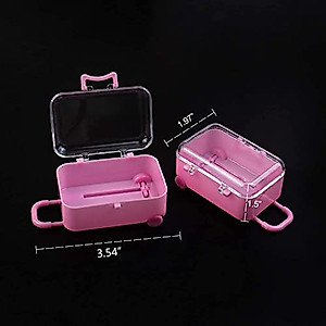 AUEAR, 12 Pack Cute Miniature Travel Case Box Candy Box Party Reception Candy Gift Box Suit for Barbie Wedding Party Decoration (Pink)