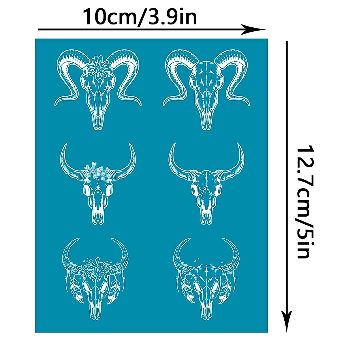 OLYCRAFT 4x5 Inch Clay Stencils Cattle Skull Pattern Silk Screen for Polymer Clay Flowers Cow Silk Screen Stencils Mesh Transfer Stencils Animal Theme Mesh Stencil for Polymer Clay Jewelry Making
