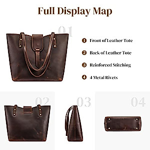 S-ZONE Genuine Leather Tote Bag for Women with Purse Organizer Large Shoulder Handbags Work