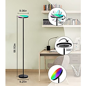 Hyskostar 2 Side Lighting Led Floor Lamp with Remote & Touch Control 24 W 1000LM, Dimmable 3 Color Temperatures,Tall Standing RGB Floor Lamps for Living Room,Bedroom