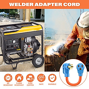 Flameweld Welder Adapter Cord - NEMA L14-30P Twist Locking to 6-50R, 4 Prong Generator to 3 Prong Welder Power Adapter Cord, 125/250V STW 10AWG Generator Cord, ETL (Blue)