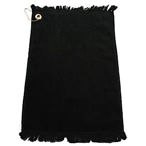 ProActive Sports Golf Towel w/Fringe 11" x 18" Cotton Velour Black