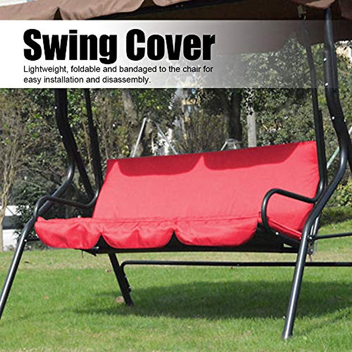 Zerone Swing Cushion Cover,Outdoor Swing Cushions 3Seat Foldable Waterproof Furniture Chair Cushion Bench Settee Cushion Replacement,Outdoor Swing Cushions for Outdoor Patio Garden Yard