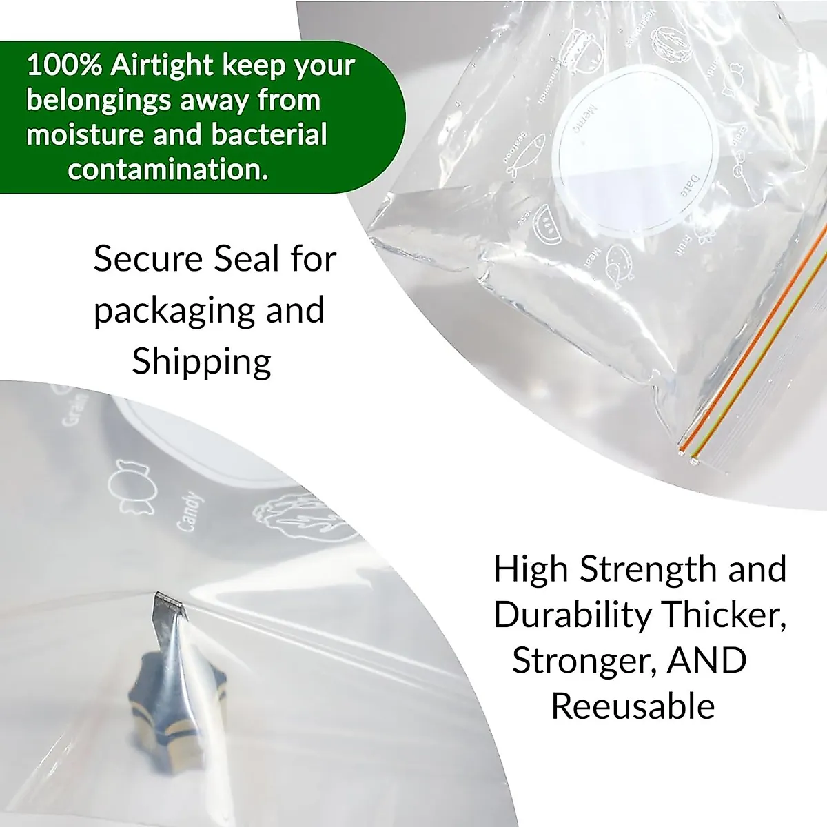 80 Pcs Gallon Storage Bags 10.5X11 IN Freezer Bags Double Zipper Reusable Sandwich Bags Zip Bag For Food Storage Fruit Nuts Cakes Cookies Snack Meal Prep Containers