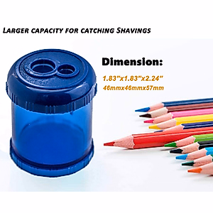 WEKOIL Manual Pencil Sharpener Dual Twin Holes Duty Metal Sharp Blade Crayon XL Sharpener with Large Round Catches Sharpening Regular HB Pencils Graphite Colored Jumbo Pencils for Designers Teachers