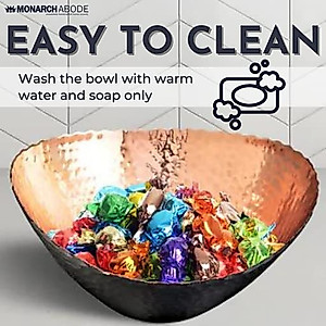 Monarch Abode 31604 Hand Hammered Metal Decorative Bowl, Modern Centerpiece Fruit Bowl for Kitchen Counter, 7.5 inch, Black and Copper Finish