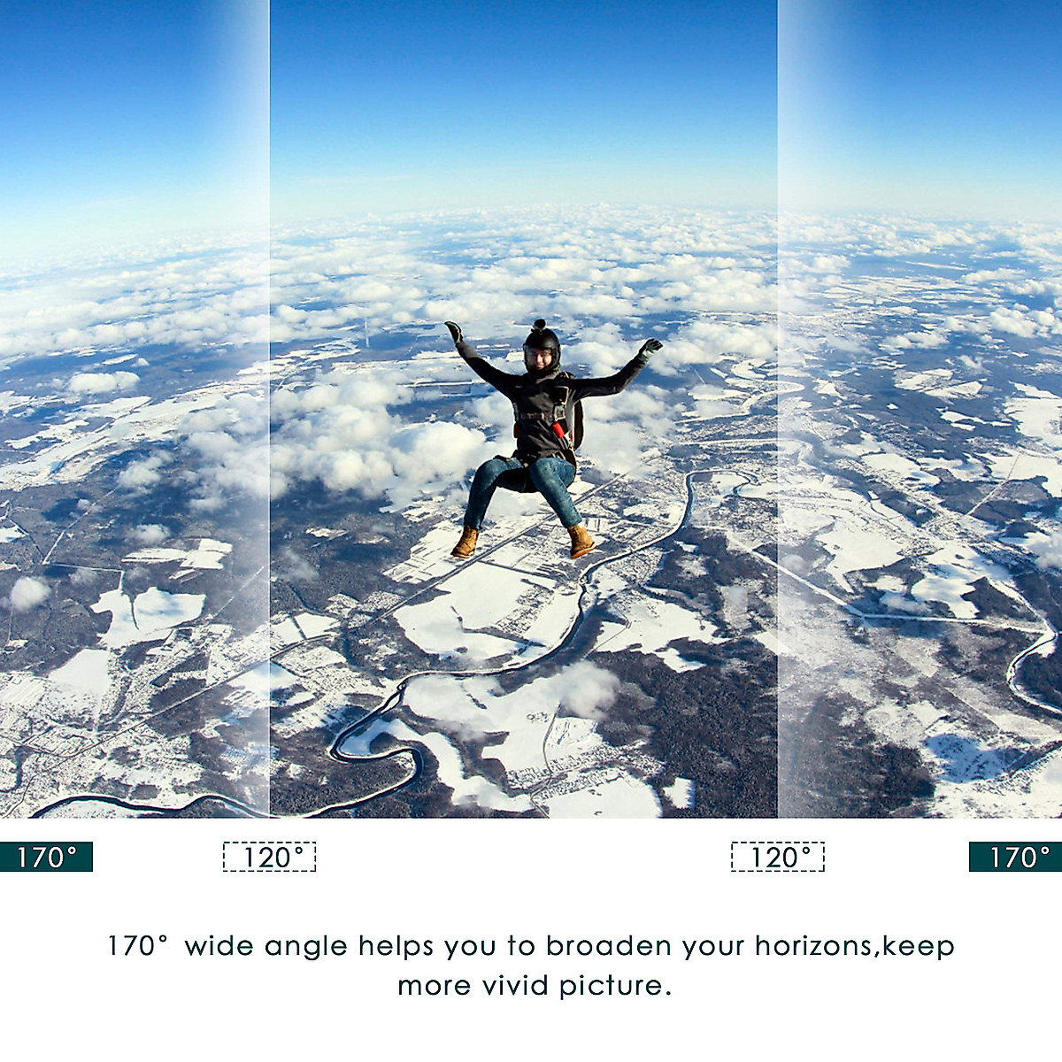 CAMWORLD Action Camera 4K 30FPS WiFi Ultra HD 4X Zoom PC Webcam Sports Underwater 30M Waterproof 170° Wide Angle Lens with Remote Control, 2 Batteries and Mounting Kit