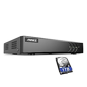 ANNKE 3K Lite 8CH 5-in-1 Security DVR Recorder with 1TB Hard Drive, H.265+ Hybrid Surveillance DVR, Supports 8CH Analog and 2 IP Cameras for 24/7 Home CCTV, AI Motion Detection (Cameras Not Included)