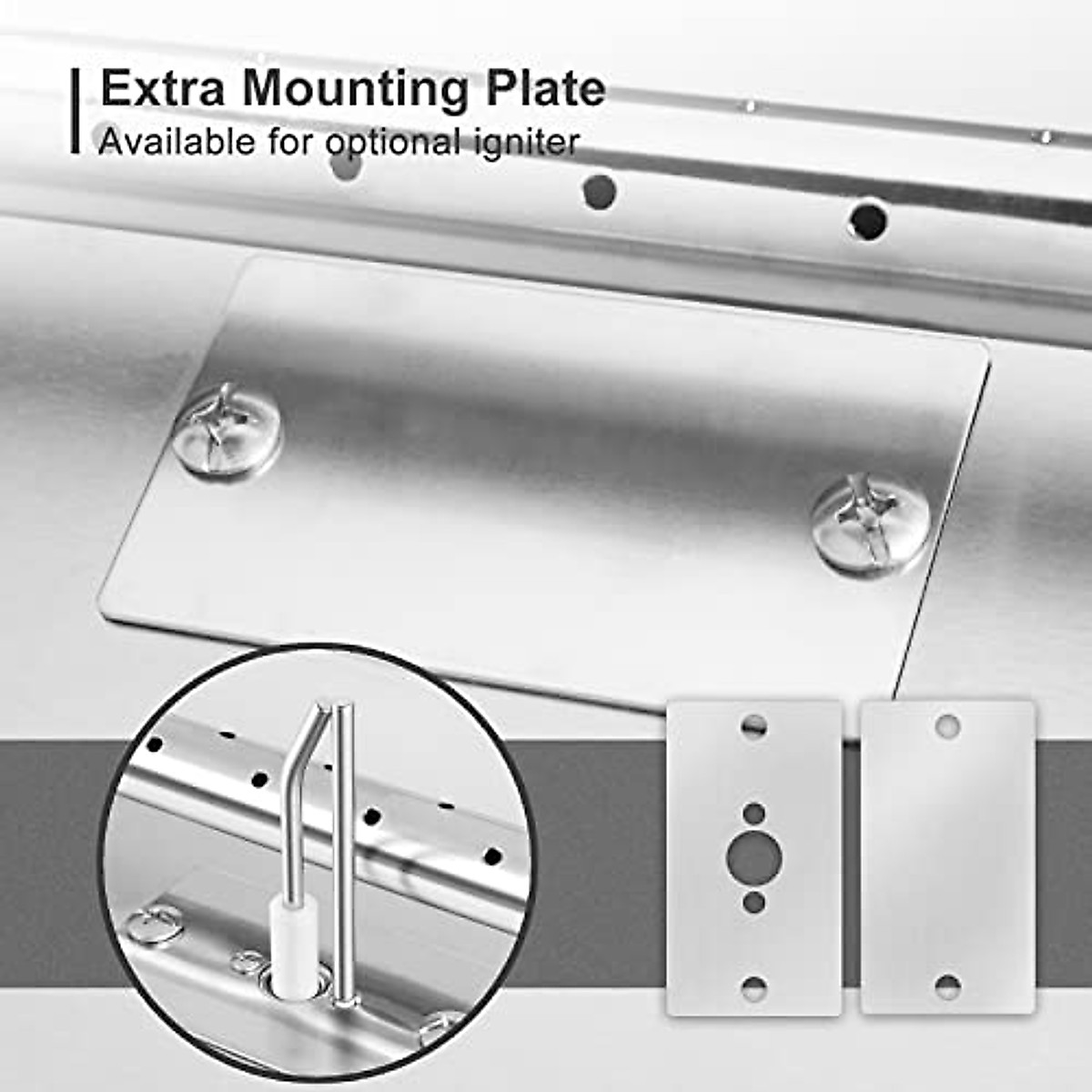 GASPRO 48 x 6 Inch Drop-in Fire Pit Pan and Burner, Natural Gas & Propane Fire Pit Insert with Linear Burner, Heavy Duty 304 Stainless Steel, Mounting Plates Included