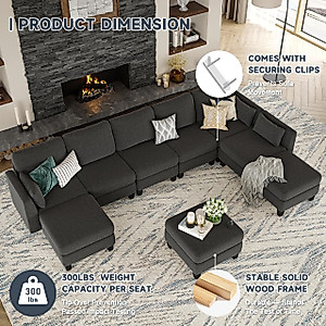 Huatean Home Modular Sectional Sofa, Convertible L Shaped Sofa Couch with High Density Memory Foam, 5 Seat Comfy Modular Sofa Couch for Living Room, Modern L Shaped Sectional Sofa, Dark Grey