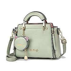 BUKATY Women's Fashion Wallets and Handbags Women Leather Top Handle Satchel Shoulder Bag Small Tote (green)