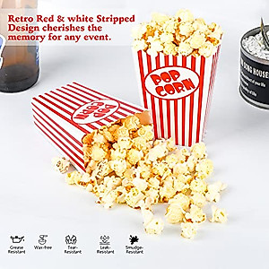 Zahaat 50 Popcorn Boxes 5.5 Inches Tall Red and White Popcorn Bags Mini Pop Corn Buckets and Container for Movie Theater, Home, Carnival Party, Decorations
