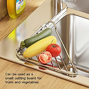 Ruosuruosu Stainless Steel Triangle Sink Dish Drying Rack-Premium and Space-Saving,Over The Sink Multipurpose Kitchen Drainer Shelf Organizer for Utensils, Plates, Sponge, and Cutlery, Silver