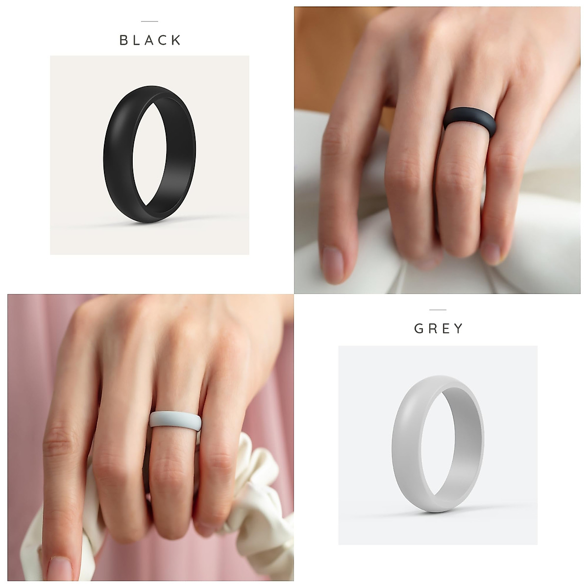 ThunderFit Women’s Silicone Engagement Rings, 5.5mm Wide, 2mm Thick, Wedding Rubber Bands, Variety Multipack 1-7