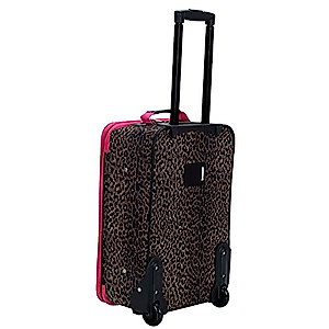 Rockland Jungle Softside Upright Luggage, Pink Leopard, 4-Piece Set (14/29/24/28)