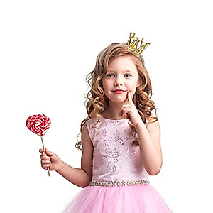 12 Pieces Crown Cake Toppers, Mini Queen Crown Cake Topper Princess Decorative Crown Crystal Tiara Cupcake Decoration for Lady Girl Wedding Birthday Bridal Baby Shower Party Supplies (Gold)