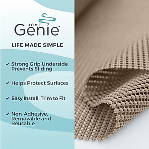 HOME GENIE Drawer and Shelf Liner, Non Adhesive Roll, 12 Inch x 20 FT, Durable and Strong, Grip Liners for Drawers, Shelves, Cabinets, Pantry, Storage, Kitchen and Desks, Light Taupe