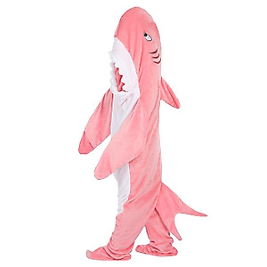 NAFLEAP Wearable Blanket Hoodie kids Shark Dinosaur Onesie Costume Gifts for Girls, Shark pink, 140