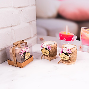 HTF Pack of 10 Baby Shower Decorations Wood Tealight Candle Holder, Baby Shower Gifts, Baby Shower Wood Candle Holders (Baby Shower-Pink, Light Brown)