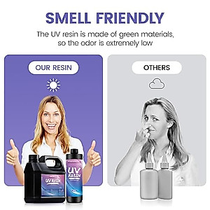 UV Resin 500g, Upgrade Crystal Clear Hard Ultraviolet Epoxy Resin Glue, Low Odor Transparent Solar Cure Sunlight Activated Resin for Jewelry Making, DIY Craft Decoration, Mold, Casting and Coating