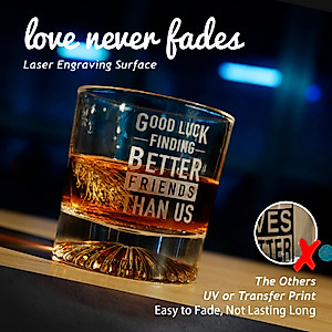 Good Luck Finding Better Friends Than Us - Whiskey Rocks Glass - Funny Farewell Gift For Best Friend Moving Away 10.5 Oz Whiskey Glasses