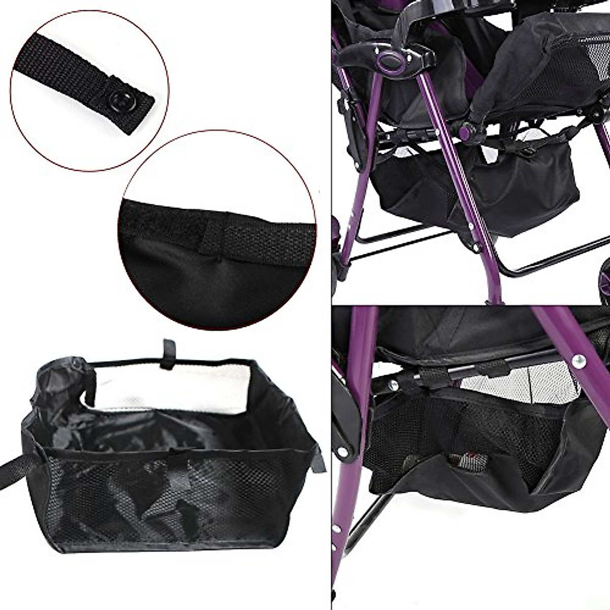 Stroller Organizer Under Baby Stroller Storage Basket Pram Waterproof Netting Underseat Basket Mesh for Stroller Storage Organizer Bag Accessories, 11.8x11.8x3.9inch