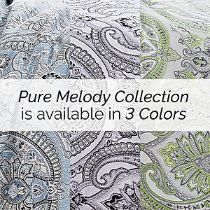 Southshore Fine Living, Inc. Twin Extra Long Comforter Set, Down Alternative Boho Bedding Set, Paisley Print Bedspread, Boho Comforter Twin/XL Size with Matching Pillow Sham, Pure Melody Black