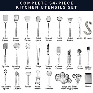 Home Hero Kitchen Utensils Set - Stainless Steel Cooking Utensils Set with Spatula - Kitchen Gadgets & Kitchen Tool Gift 54-pcs Set