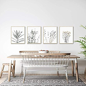 Herzii Botanical Plant Wall Art Prints- Sets Of 4 (8x10 ) Unframed Wall Decor- Pictures Minimalist Wall Art Photo - Nordic Style Eucalyptus And Lavander Leaf Prints-Modern Art Boho Print Decor - Farmhouse, Kitchen, Bedroom Wall Decor