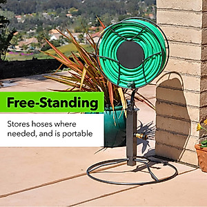 Yard Butler Free Standing Swivel Hose Reel - Water Hose Caddy For Yard or Garden - Outdoor Garden Hose Accessories, Water Hose Reel Rotate 360 Degree, Freestanding Metal Outdoor Water Pipe Stand