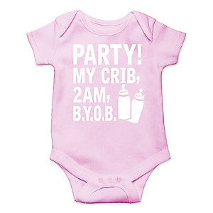 AW Fashions Party! My Crib, 2 AM, B.Y.O.B. Baby Bodysuit Cute Newborn Baby Girl or Boy Clothes Romper (Newborn, Pink)