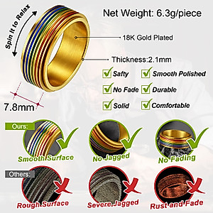 FaithHeart Wedding Band Rings for Women Gold Plated 8mm LGBTQ Love Spinner Thumb Rings for Man Size 9