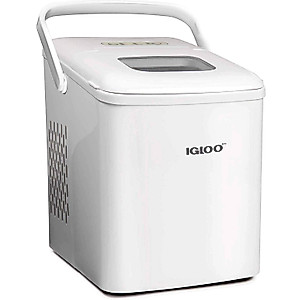 Igloo ICEB26HNWHN Automatic Self-Cleaning Portable Electric Countertop Ice Maker Machine With Handle, 26 Pounds in 24 Hours, 9 Ice Cubes Ready in 7 minutes, With Ice Scoop and Basket, White