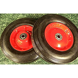 2pc 10" inch Solid Rubber Dolly Wheels Tire Rim Wheel Hard Heavy Duty cart