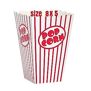 paper popcorn boxes large open top popcorn box cardboard Red and White Popcorn Boxes Popcorn Bucket for Movie Theater popcorn boxes for party Carnival, circus, (large popcorn boxes for party,50 pack)