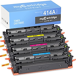 MYCARTRIDGE SUPRINT 414A with Chip Compatible Toner Cartridge Replacement for HP 414A W2020A 414X use with Color Laserjet Pro MFP M479fdn M454dw M454dn M479fdw M454 Printer 4 Pack W2020A Toner