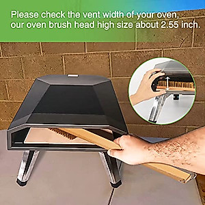 Lrui Pizza Oven Brush,Copper Wire Pizza Stone Cleaning Brush with Scraper,Outdoor Pizza Oven Accessories.