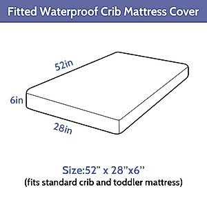Jundetye Waterproof Crib Mattress Protector Pad, Toddler and Baby Crib Mattress Cover, Protective Sheet for Infant Boys and Girls Bedding Sets, 28''x 52''