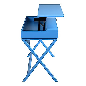 AVGVLIJ Lift Desk with 2 Drawer Storage, Computer Desk with Lift Table Top, Adjustable Height Home Study Writing Table Desk for Office, Home, Living Room (Blue)