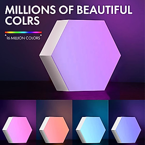 IFTHFOUR Hexagon Wall Lights, Modular, Touch-Sensitive and Remote-Controlled DIY Colorful LED Lamp with USB-Power, Used in Bedroom Living Room Game Room Party Decoration