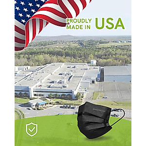 FriCARE Made in USA, 4-ply Black Disposable Face Mask ECOGUARD, ASTM Level 3 Performance Proven in Third Party Independent Labs Studies Pack of 50