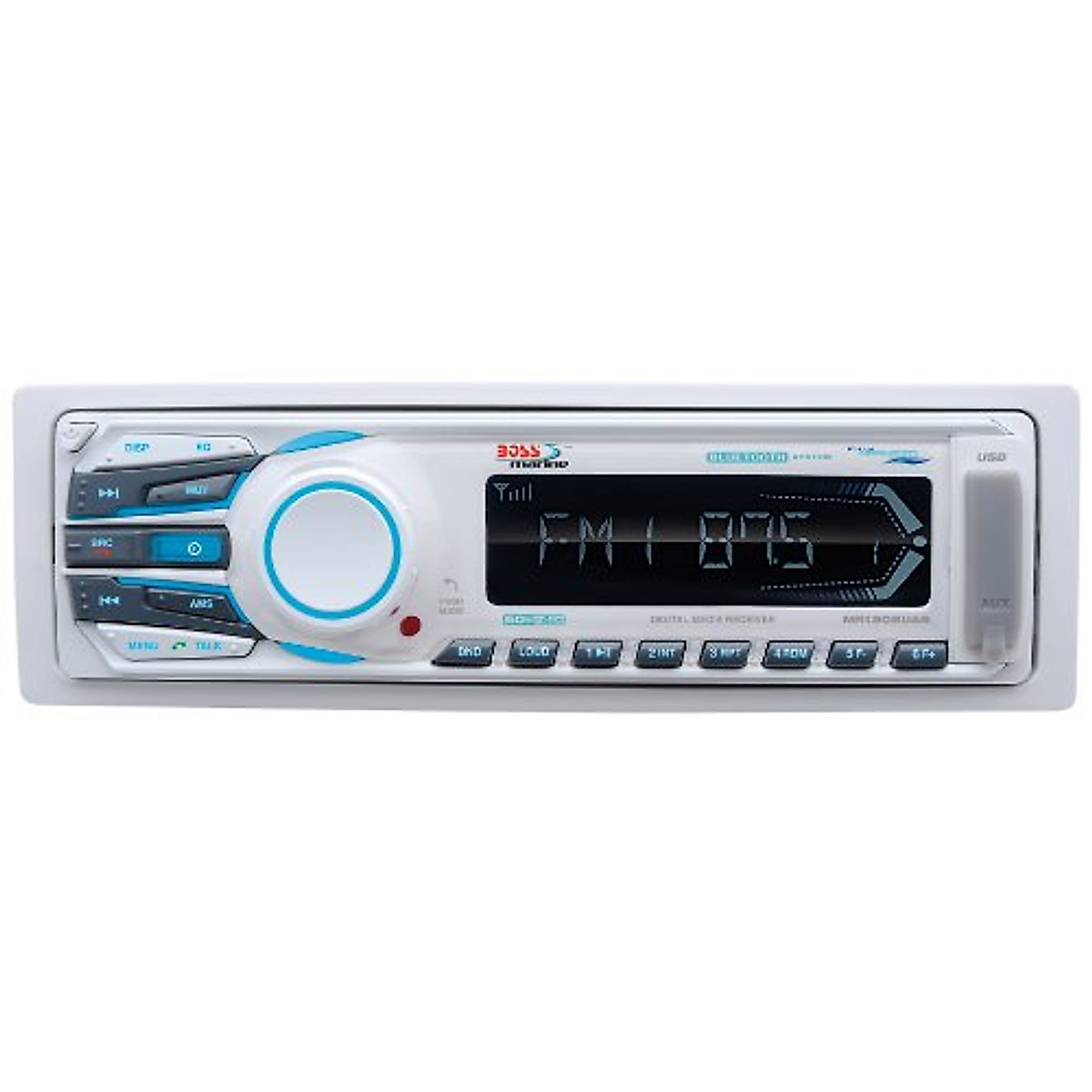 BOSS Audio Systems MR1308UAB Marine Receiver - Weatherproof, Bluetooth Audio, USB, SD, MP3, AM/FM, Aux-in, No CD Player, White, 8.50in. x 8.50in. x 4.00in.