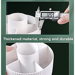 Large Capacity Makeup Brush Holder, 360° Rotating Makeup Perfume Organizer, 5 Slot Makeup Brushes Cup Tray for Vanity Decor Bathroom Countertops Cosmetic Desk Storage Container Display Case (Green)