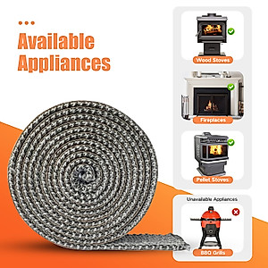 Stove Gasket Tape, Self Adhesive Flat Gasket for Stoves and Fireplaces, 1" Width 72" Length, High Temperature Fiberglass Flat Gasket Tape
