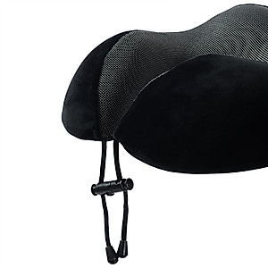 Makimoo Memory Foam Travel Pillow, Neck Pillow with 360-Degree Head Support, Comfortable and Lightweight, Ideal for Sleeping on Airplane, Car, Train, Bus and Home Use, Comes with Storage Bag (Black)