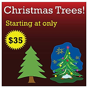 BANNER BUZZ MAKE IT VISIBLE Christmas Trees Sale Banner, 11 Oz Vinyl, Christmas Trees Sale Advertising Sign, Metal Grommets & Hemmed Edges, Perfect for Home Outdoor Garden Party Decor (5' X 2')