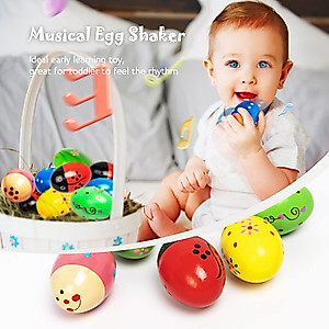 6 Pack Easter Eggs Wooden Percussion Musical Shake Eggs Easter Egg Shakers for Kids Boys Girls Toddlers Easter Gifts Easter Basket Stuffers Fillers