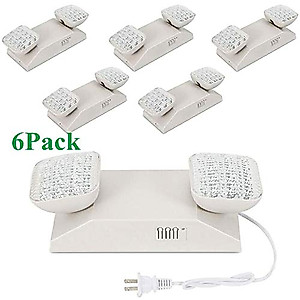 DONSU LED Emergency Lights,Two Head Adjustable Emergency Lighting Fixtures with Battery Backup,Commercial Emergency Exit Light Safety Lamp Emergency Exit Sign (6PCS)